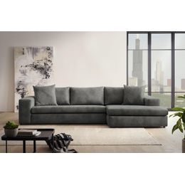 Ecksofa Home Affaire, B:325cm H:72cm T:167cm, grau, Wohnzimmer, Sofas, "SLEETLAND XXL in Samtvelours oder Vintage-Leder-Optik, L-Form", besonders