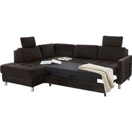 Sit & More Ecksofa SIT & MORE, B:233cm H:78cm T:196cm, schwarz, Struktur fein (100% Polyester);Struktur (100% Polyester), Wohnzimmer, Sofas, "Pablo L-Form",