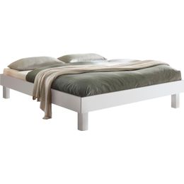 Holzbett Hasena, B:146cm H:36cm L:205cm, wei&szlig;, MDF, Betten, "Rapallo", Fu&szlig;h&ouml;he 20 cm