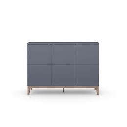 Sideboard Andas, B:120cm H:88cm T:41cm, grau, MDF, Spanplatte, Wohnzimmer, Sideboards, "Maryd", Kommode, Untergestell in Holzoptik, Breite 120 cm