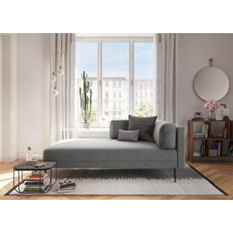 Recamiere Home Affaire, B:210cm H:89cm T:104cm, grau, Samtoptik (100% Polyester);Struktur fein (100% Polyester);Samtcord (92% Polyester, 8%