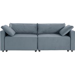 2-Sitzer Home Affaire, B:220cm H:89cm T:90cm, grau, Struktur fein (100% Polyester);Samtoptik (100% Polyester), Sofas, "Marva 2tlg.", beide Elemente