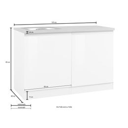 Sp&uuml;lenschrank KOCHSTATION, B:120cm H:85cm T:60cm, grau, K&uuml;che, Schr&auml;nke, "KS-Ohio", Breite 120 cm, mit T&uuml;r/Sockel f&uuml;r Geschirrsp&uuml;ler