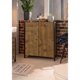 Midischrank Home Affaire, B:75cm H:90cm T:35cm, braun, Holzwerkstoff, Badezimmer, Schr&auml;nke, "Chris"