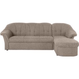 Ecksofa DOMO collection, B:238cm H:82cm T:141cm, braun, 100% Polyester, Wohnzimmer, Sofas, "Pegnitz, elegante Rückensteppung, kompakte Stellmaße
