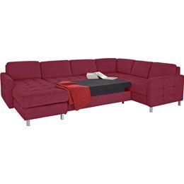 Sit & More Wohnlandschaft SIT & MORE, B:292cm H:80cm T:87cm, rot, Struktur (100% Polyester);Kunstleder SOFTLUX;Luxus-Microfaser ALTARA NUBUCK (100% Polyester),