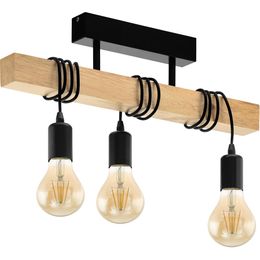 Eglo Deckenleuchte "TOWNSHEND Deckenlampe, Holz, Stahl, Retro, Industrial, Wickeltechnik", 3, H: 26,5cm, braun, Wohnzimmer, Leuchten, Wohnzimmer,