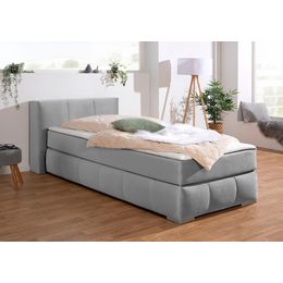 Boxspringbett Home Affaire, B:107cm L:225cm, silber, Samtoptik (100% Polyester);Bezug der Spiegelfläche Matratzendrell aus 100% Polyester;Struktur