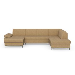 Wohnlandschaft DOMO collection, B:348cm H:84cm T:204cm, beige, 100% Polyester, Sofas, "Capelo, komfortabel, klare Linien zeichnen dieses Design aus,