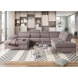 Sit & More Wohnlandschaft SIT & MORE, B:359cm H:87cm T:230cm, braun, 100% Polyester, Sofas, "Cabrio U-Form, B: 359 cm, mit Sitztiefen-, Arm- &