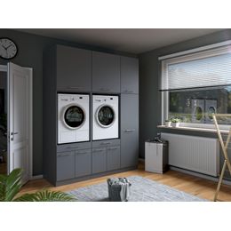 Mehrzweckschrank-Set LAUNDREEZY, B:186cm H:238cm T:68cm, grau, Holzwerkstoff, Kastenm&ouml;bel-Sets, "Laundreezy, 6-tlg. Mehrzweckschrank-Set B/H/T