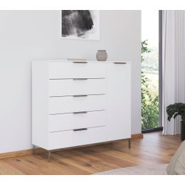 Kombikommode Rauch, B:120cm H:111cm T:42cm, wei&szlig;, Holzwerkstoff, Schlafzimmer, Sideboards, "Kommode T&uuml;rkommode Sideboard Kombikommode FLIPP", 1-t&uuml;rig