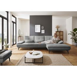 Ecksofa DIE PLANBAR, B:322cm H:93cm T:188cm, grau, 100% Recyceltes Polyester, Wohnzimmer, Sofas, "MP-IN23002 L-Form", wahlweise mit Armteil- und