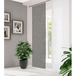 Schiebegardine HOME IN GREEN, B:60cm H:245cm, grau, Polyester, Wohnzimmer, Gardinen, "ESTRA", DIGITALBEDRUCKT, BAMBUSOPTIK RECYCELT