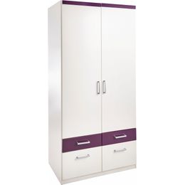 Kleiderschrank Priess, B:94cm H:193cm T:56cm, lila, Holzwerkstoff, Schlafzimmer, Schr&auml;nke