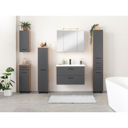 Waschtisch Welltime, B:80cm H:51,5cm T:47,5cm, grau, Badezimmer, Waschtische, "Trento Badezimmerschrank mit Becken Bestseller", Badm&ouml;bel in Breite 80