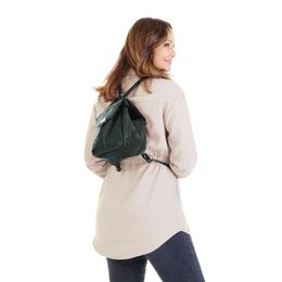 Bruno Banani Damen Cityrucksack, gr&uuml;n, Leder, Rindsleder, unifarben, Rucks&auml;cke, echt Leder