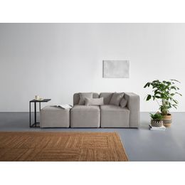 3-Sitzer Home Affaire, B:233cm H:76,5cm T:93cm, grau, 100% Polyester, Sofas, "Sundstrup", Modulserie, individuelle Zusammenstellung