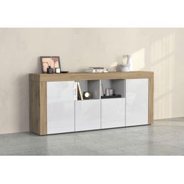 Sideboard Inosign, B:200cm H:85cm T:40cm, weiß, FSC-zertifizierter Holzwerkstoff, Wohnzimmer, Sideboards, "CHRONOS Breite 200 cm mit 4 Türen, 2