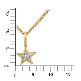 OROLINO Damen Kette mit Anh&auml;nger "Gold 585 mit Stern-Motiv und Brillant 0,005ct.", 42/45cm, 0,01, Gold, L: 45 B: 6mm, gelb, Gold, B:6mm, Halsketten