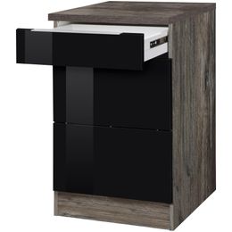 Unterschrank KOCHSTATION, B:50cm H:85cm T:60cm, schwarz, Holzwerkstoff, MDF, K&uuml;che, Schr&auml;nke, "KS-Brindisi", 50 cm breit