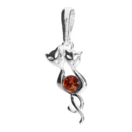 OSTSEE-SCHMUCK Damen Kettenanh&auml;nger "OSTSEE-SCHMUCK Anh&auml;nger Katze Anh&auml;nger Katze", 27 x 10mm, Silber 925 (Sterlingsilber), 1,2 g, wei&szlig;, Silber 925