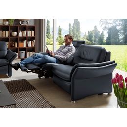2,5-Sitzer Hukla, B:194cm H:91cm T:92cm, blau, Sofas, "HU-SF15058 Ledersofa, Breite 194 cm", aus Leder, optional Kopfst&uuml;tze u. WallAway-Funktion