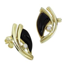 OSTSEE-SCHMUCK Damen Paar Ohrstecker "- Tilda - Gold 333/000 - Onyx/Zirk.", Gelbgold 333, gold, Gelbgold 333, Ohrringe