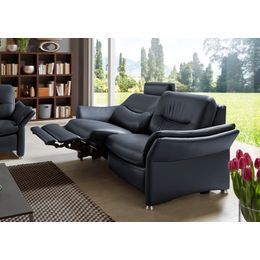 2,5-Sitzer Hukla, B:194cm H:91cm T:92cm, blau, Sofas, "HU-SF15058 Ledersofa, Breite 194 cm", aus Leder, optional Kopfst&uuml;tze u. WallAway-Funktion