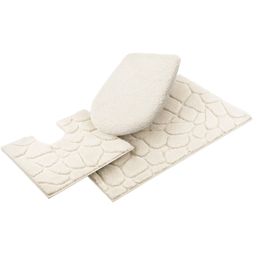 Badematte Grund, H:20mm, beige, Polyester, Badematten, "Ashtar, Badvorleger, Badezimmer Teppich, 3D-Design", Hoch-Tief-Design mit organischer