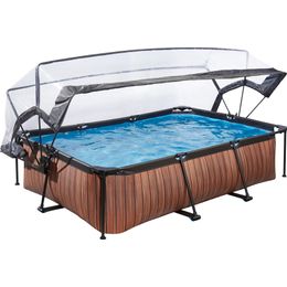 Framepool EXIT, B:150cm H:65cm L:220cm, braun, Schwimmbecken, BxLxH: 150x220x65 cm, mit Kartuschenfilter und Abdeckung