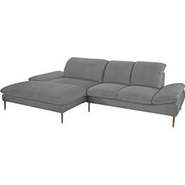 Ecksofa W.Schillig, B:310cm H:87cm T:185cm, grau, Chenille-Flachgewebe R66 (85% Polyester, 15% Nylon);Longlife Xtra-Leder Z59: Glattleder mit