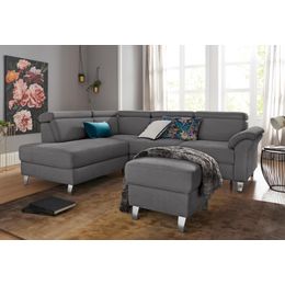 Sit & More Ecksofa SIT & MORE, B:245cm H:84cm T:194cm, grau, Wohnzimmer, Sofas, "Arngast L-Form", inklusive Kopfteilverstellung und Federkern