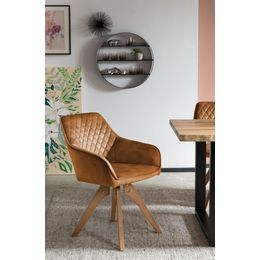 Armlehnstuhl Salesfever, B:59cm H:85cm T:61cm, braun, Samtvelours (100% Polyester), Buche Massivholz, Esszimmer, St&uuml;hle, "V&auml;xj&ouml; - Esszimmerstuhl