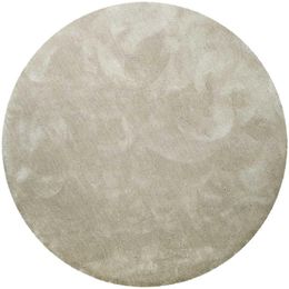 Teppich HOMIE LIVING, H:25mm Ø:120cm, beige, Polyester, Wohnzimmer, Teppiche, "Pisa", Hochflor, Microfaser, uni, weich, Shaggy, Wohnzimmer,