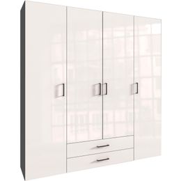 Drehtürenschrank wimex, B:160cm H:185cm T:54cm, schwarz, Holzwerkstoff, Schränke, "Mugano", wahlweise mit oder ohne Spiegel, mit Schubladen