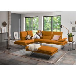 Ecksofa W.Schillig, B:284cm H:94cm T:224cm, gelb, Stoff S37 (100% Polyester): Luxus-Microfaser in Lederoptik, Wohnzimmer, Sofas, "broadway,