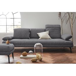 3-Sitzer Andas, B:251cm H:83cm T:107cm, grau, Struktur weich (100% Polyester);Struktur grob (100% Polyester);100% NaturLEDER, Sofas, "Stenlille