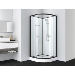 Komplettdusche Sanotechnik, B:90cm H:203cm T:90cm, schwarz, Duschkabinen, "BELA", Viertelkreisdusche