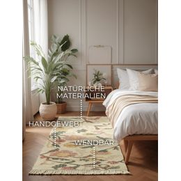 Teppich ELLE DECORATION, B:80cm H:3mm L:200cm, beige, Baumwolle, Jute, Wohnzimmer, Teppiche, "Kelim Violette", Jute, Baumwolle, Natur, Handgewebt,