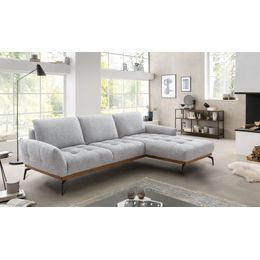 Ecksofa, B:264cm H:87cm T:171cm, grau, exxpo - SOFA FASHION, Wohnzimmer, Sofas, "NICEA, erstklassiger Komfort, tolle Details, Holzsockel in eiche