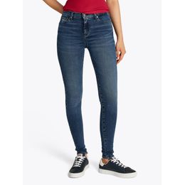 Tommy Jeans Damen Skinny-fit-Jeans "NORA MR SKNY AH1280", blau, Gr. 34, unifarben, Denim/Jeans, Obermaterial: 98% Baumwolle, 2% Elasthan, Jeans, mit