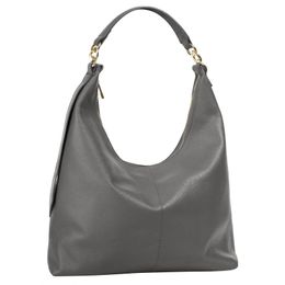 Samantha Look Damen Shopper, grau, Leder, leicht gl&auml;nzend, unifarben, Taschen, Made in Italy, Gro&szlig;e Handtasche mit Smartphonefach