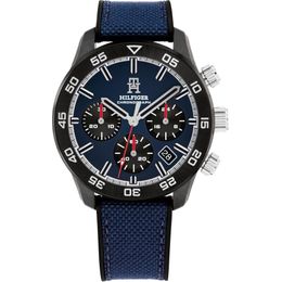 Tommy Hilfiger Herren Chronograph "TH85 CARBON", blau, Armbanduhren, Quarzuhr, Armbanduhr, Herrenuhr, analog, Tag, Stoppfunktion