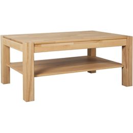 Couchtisch, B:105cm H:46cm T:65cm, beige, VOGL M&Ouml;BELFABRIK, Wohnzimmer, Tische, "Toronto", in 2 Gr&ouml;&szlig;en, mit Ablageboden, teilmassiv, H&ouml;he 46 cm, Made