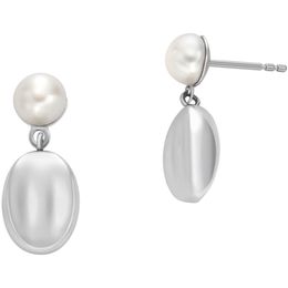 Skagen Damen Paar Ohrstecker "Schmuck Geschenk Edelstahl Ohrringe AGNETHE PEARL PEBBLE", Edelstahl Perlen, silber, Edelstahl, Perlen, Ohrringe, mit