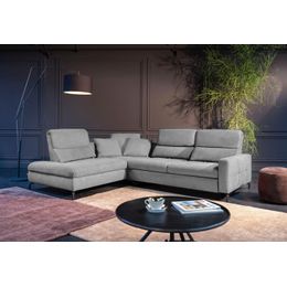 Ecksofa Alina, B:286cm H:127cm T:228cm, grau, Struktur fein TCM (100% Polyester), Wohnzimmer, Sofas, "Louis", Breite 286 cm, R&uuml;ckenlehnenverstellung,