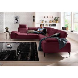 Ecksofa W.Schillig, B:318cm H:83cm T:298cm, rot, Longlife Xtra-Leder Z69: Das feinnarbige, gedeckte Softleder Z69 besticht durch seine