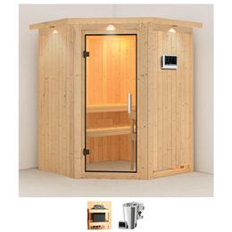 Karibu Sauna "Nanna", Bio-Kombiofen, externe Steuerung, 3,6 kW, beige, Saunen, Ofen 3,6 kW Bio-Ofen externe Strg. easy