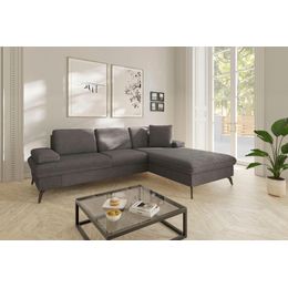 Sit & More Ecksofa SIT & MORE, B:247cm H:83cm T:171cm, braun, 100% Polyester, Wohnzimmer, Sofas, "Morris Jubi L-Form, B: 247 cm", mit Armteilfunktion & 1